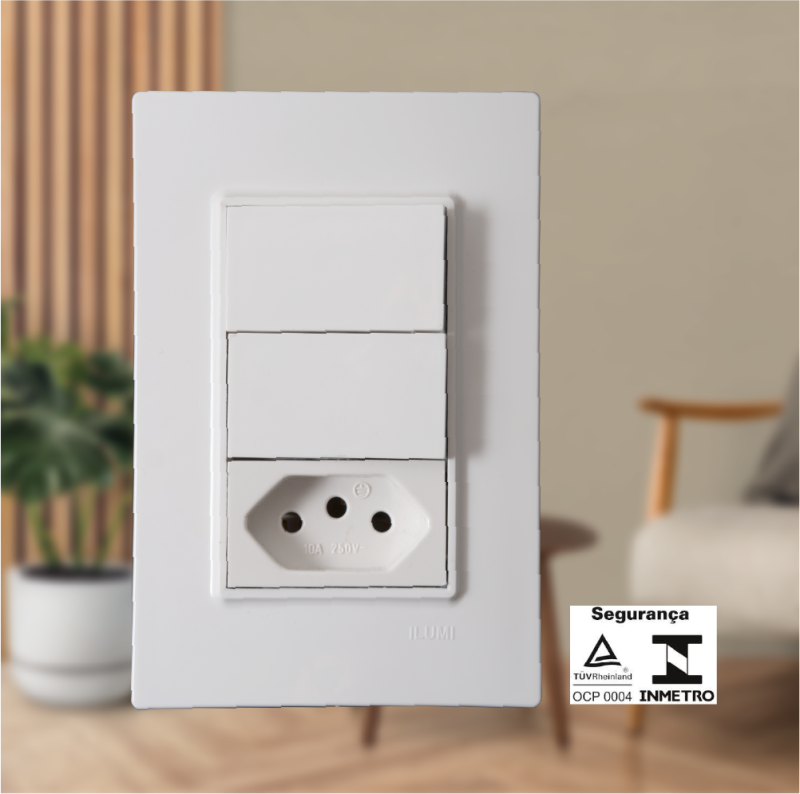 Conjunto 2 Tomadas Monobloco de 10a - Ilumi Materiais Elétricos