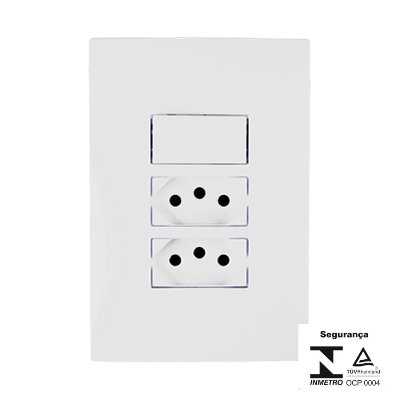 Conjunto 1 Interruptor Simples 10A +2 Tomadas 10A 250V - Ilumi ...